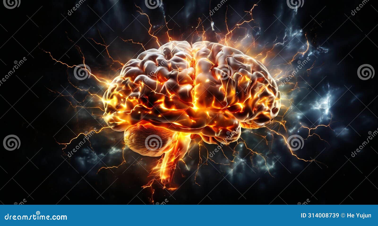Creative Spark: Lightning from the Mind Stock Illustration ...