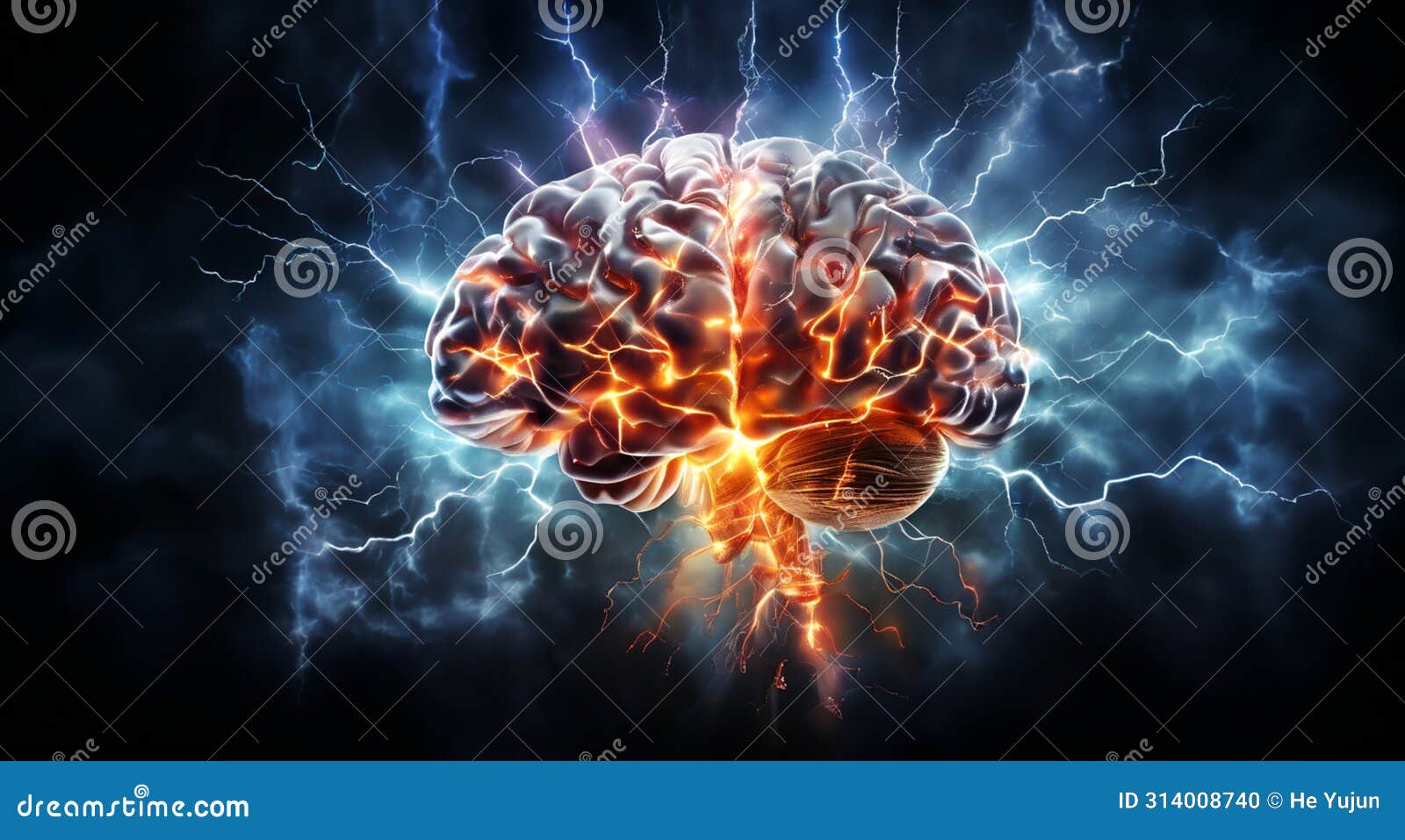 Creative Spark: Lightning from the Mind Stock Illustration ...