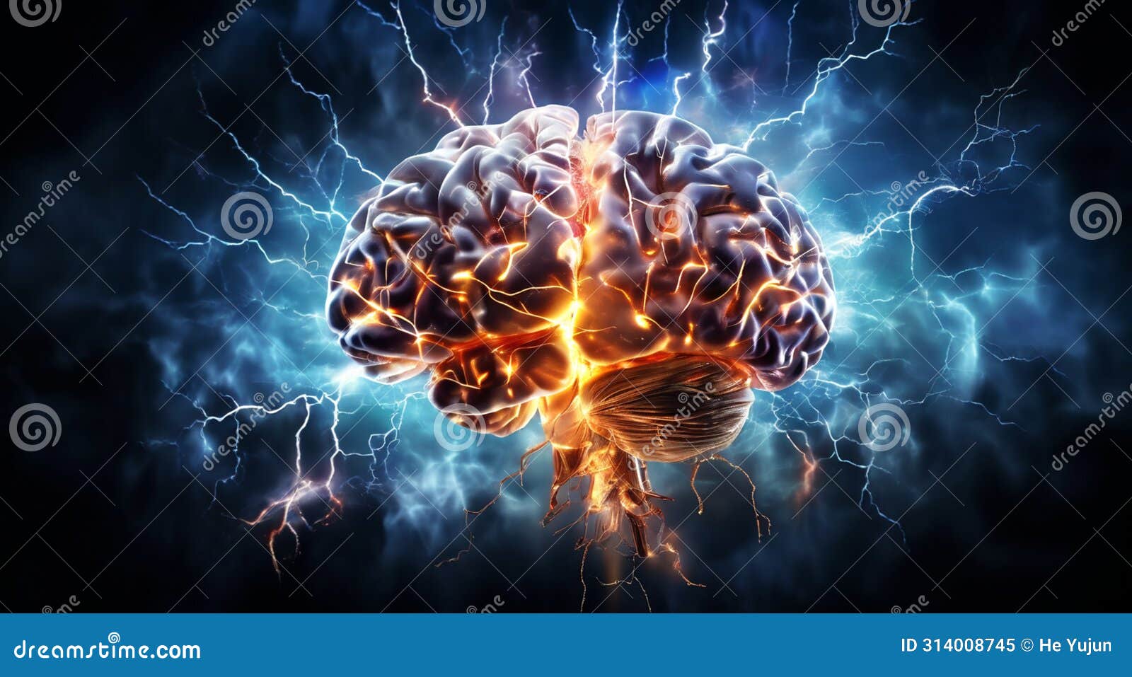 Creative Spark: Lightning from the Mind Stock Illustration ...