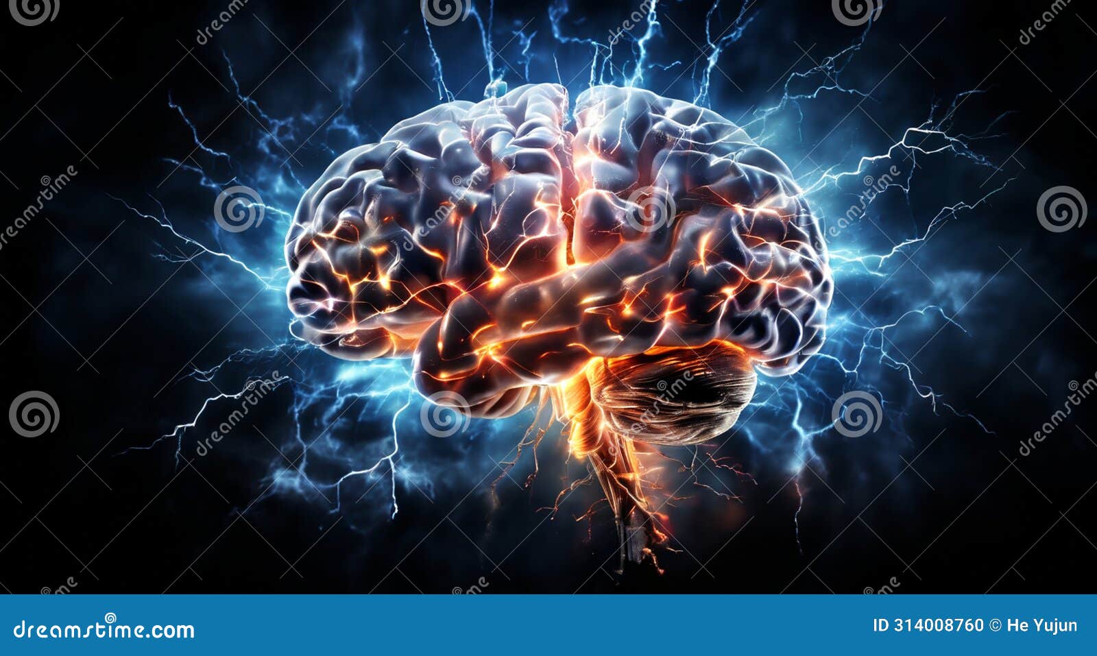 Creative Spark: Lightning from the Mind Stock Illustration ...