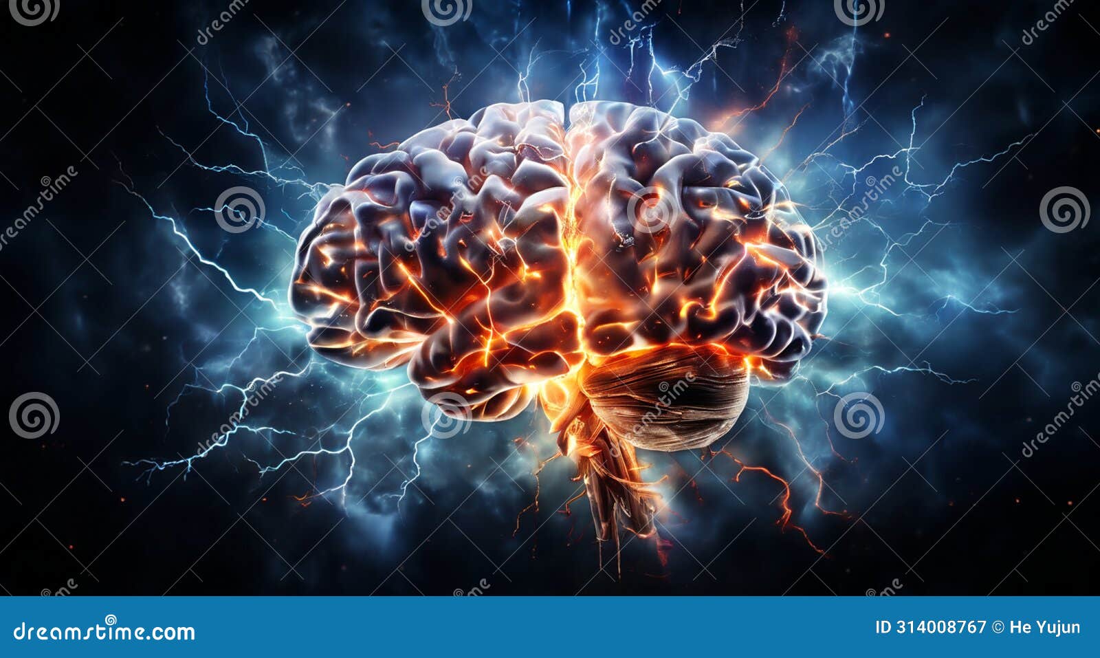 Creative Spark: Lightning from the Mind Stock Illustration ...