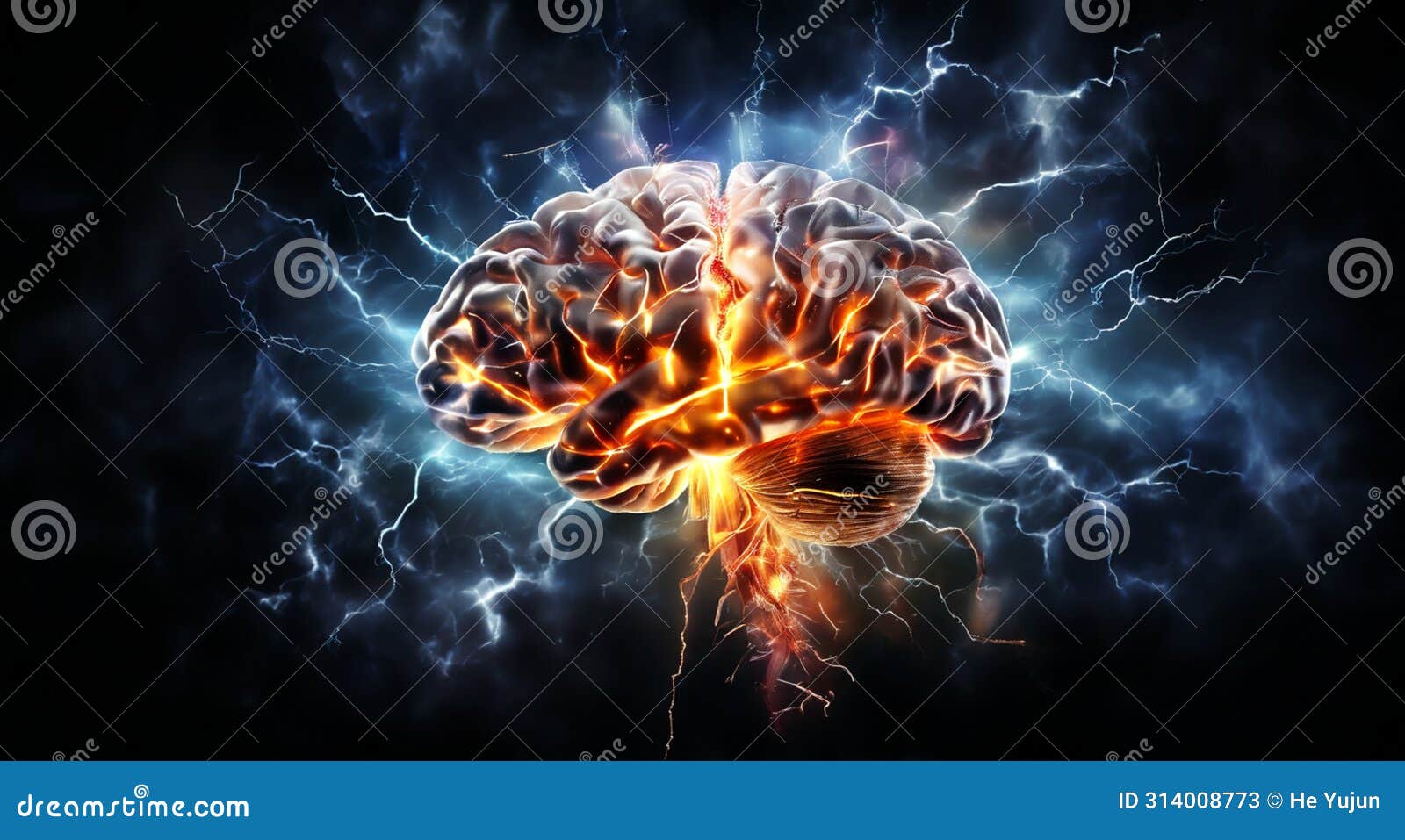 Creative Spark: Lightning from the Mind Stock Illustration ...