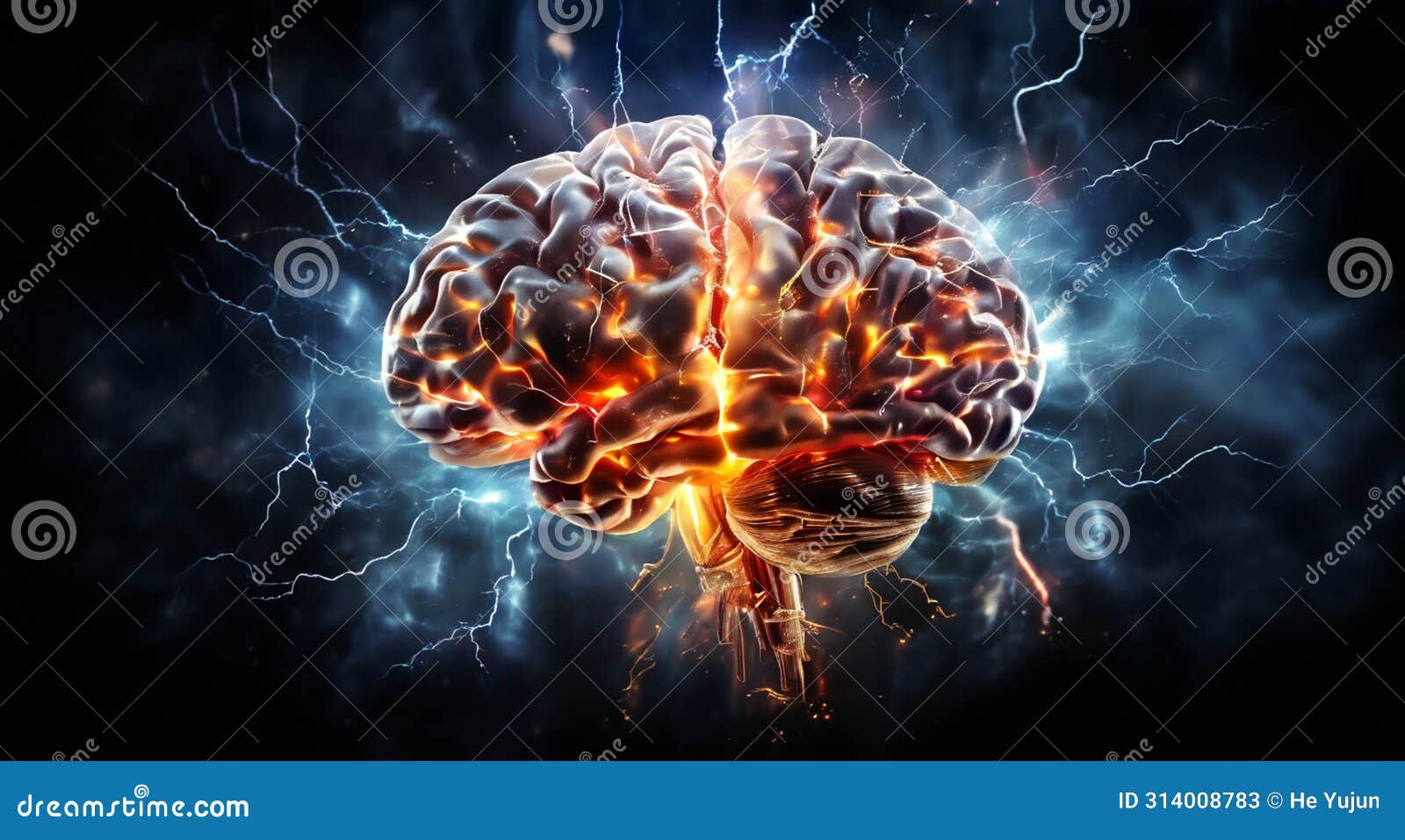 Creative Spark: Lightning from the Mind Stock Illustration ...
