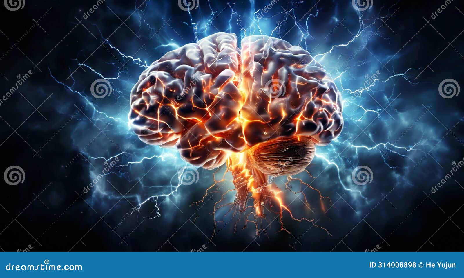 Creative Spark: Lightning from the Mind Stock Illustration ...