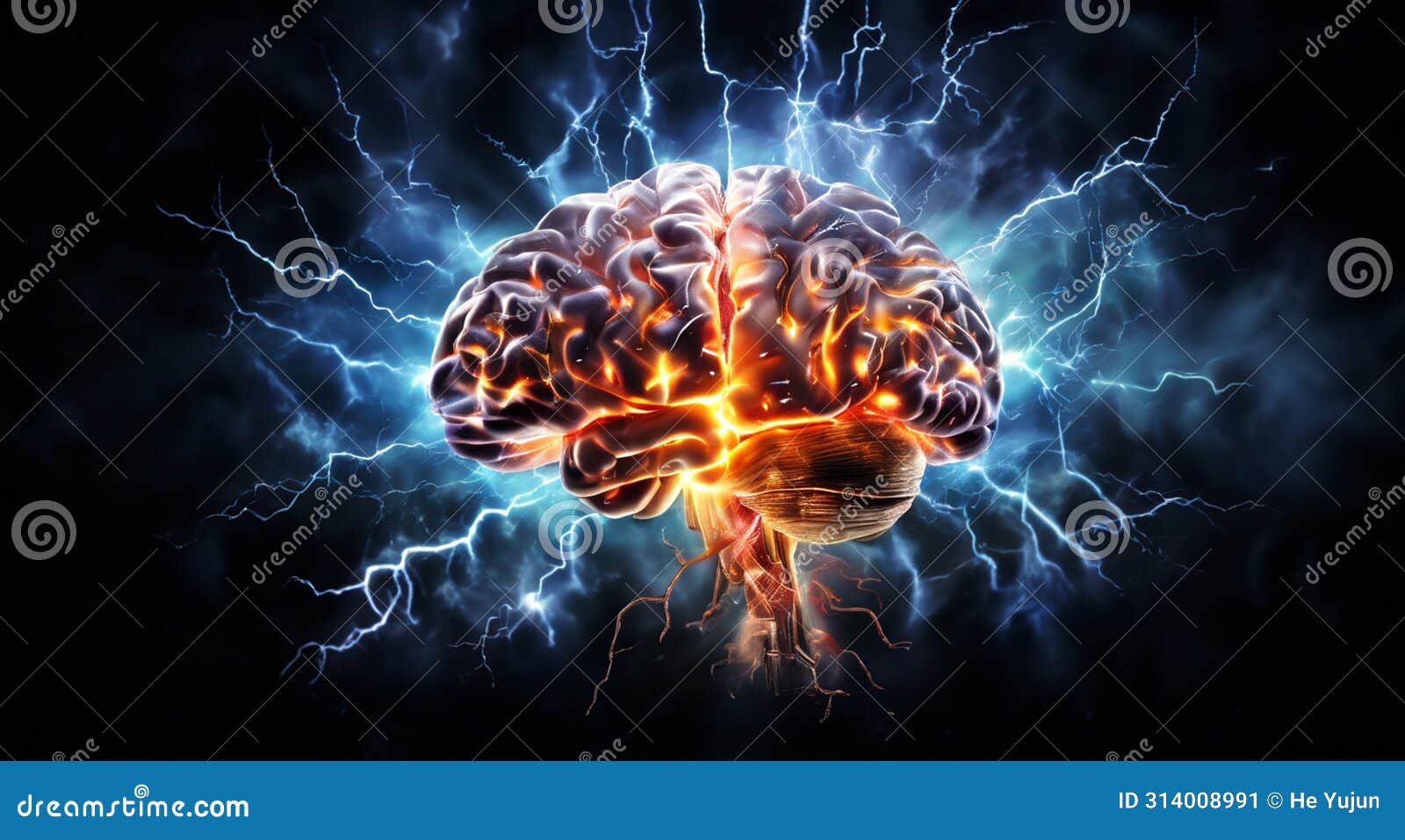 Creative Spark: Lightning from the Mind Stock Illustration ...