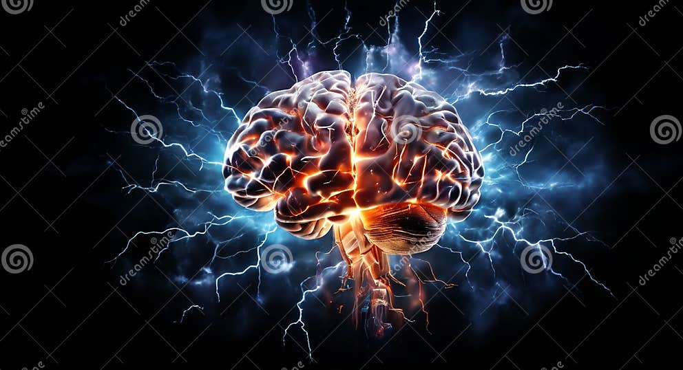 Creative Spark: Lightning from the Mind Stock Illustration ...