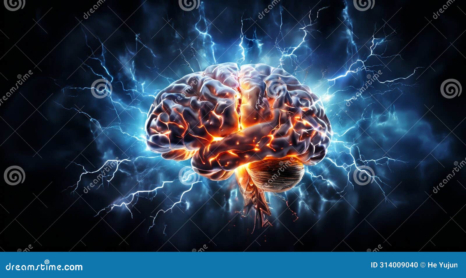 Creative Spark: Lightning from the Mind Stock Illustration ...