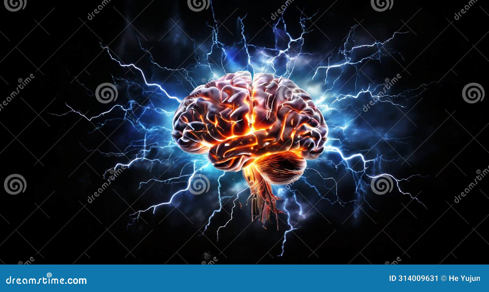 Creative Spark: Lightning from the Mind Stock Illustration ...