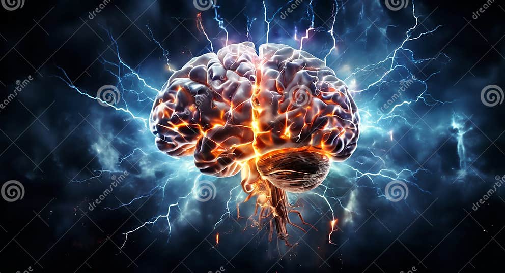 Creative Spark: Lightning from the Mind Stock Illustration ...