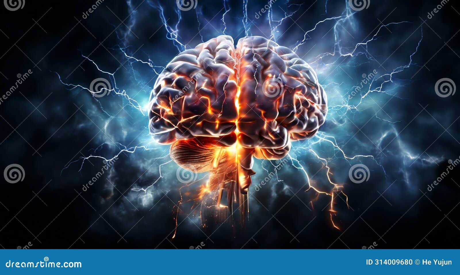 Creative Spark: Lightning from the Mind Stock Illustration ...