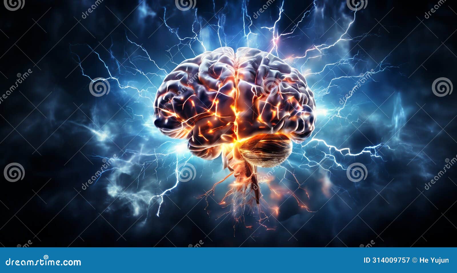 Creative Spark: Lightning from the Mind Stock Illustration ...