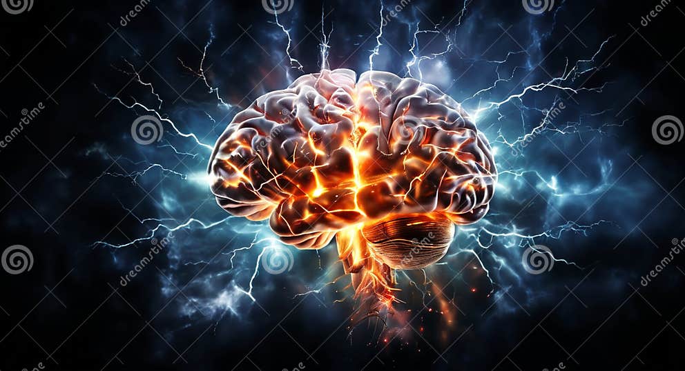 Creative Spark: Lightning from the Mind Stock Illustration ...