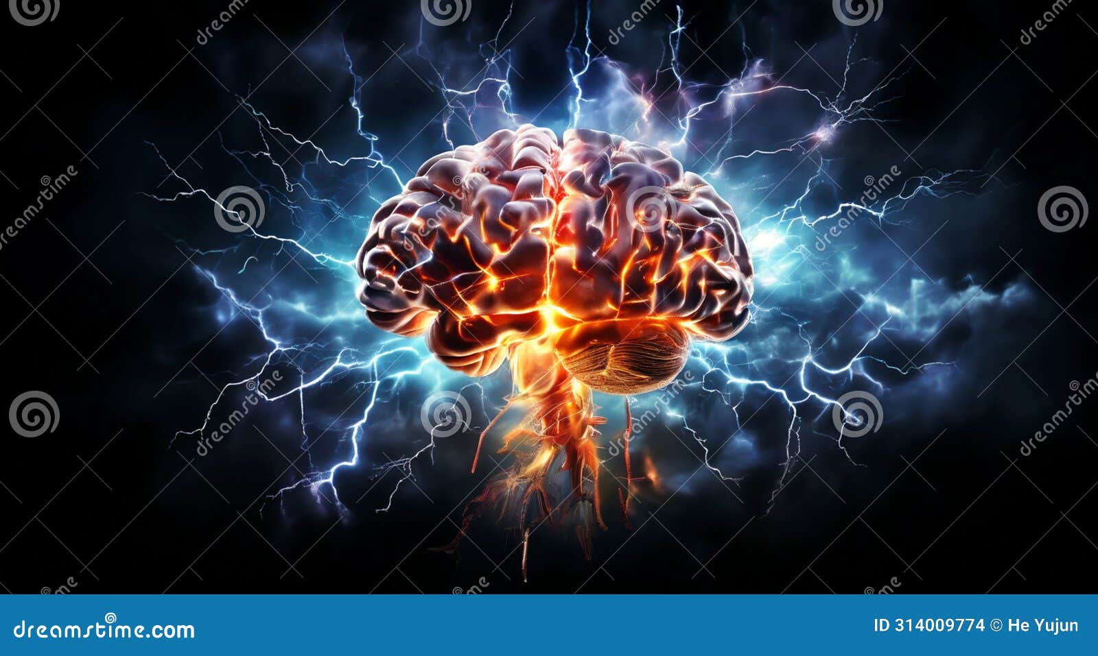 Creative Spark: Lightning from the Mind Stock Illustration ...