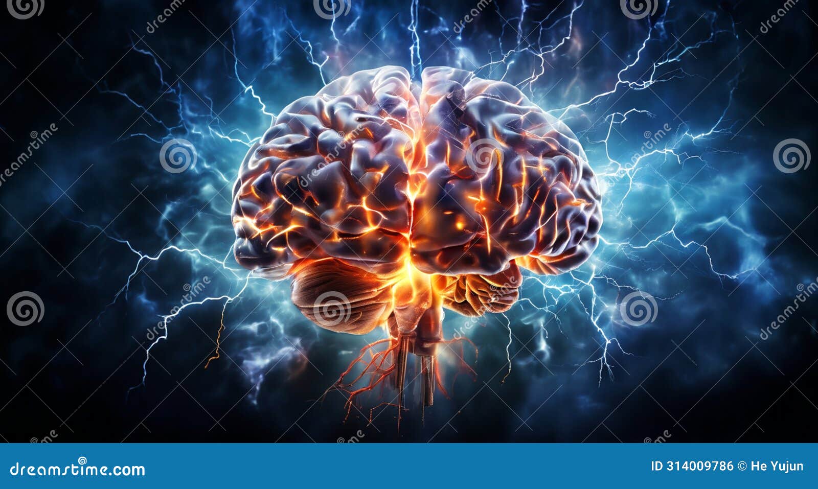 Creative Spark: Lightning from the Mind Stock Illustration ...