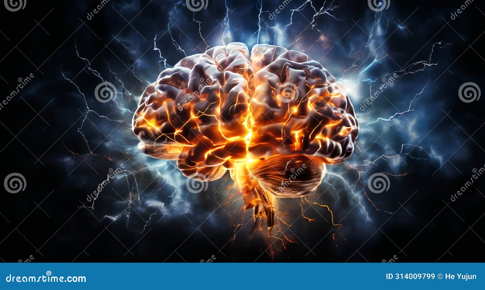 Creative Spark: Lightning from the Mind Stock Illustration ...