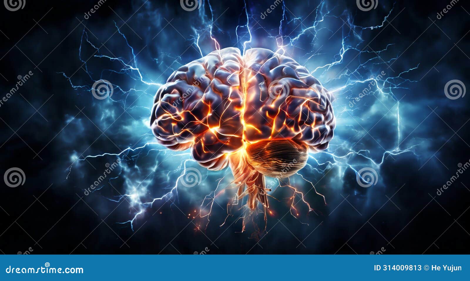 Creative Spark: Lightning from the Mind Stock Illustration ...