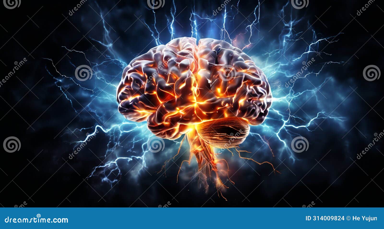 Creative Spark: Lightning from the Mind Stock Illustration ...