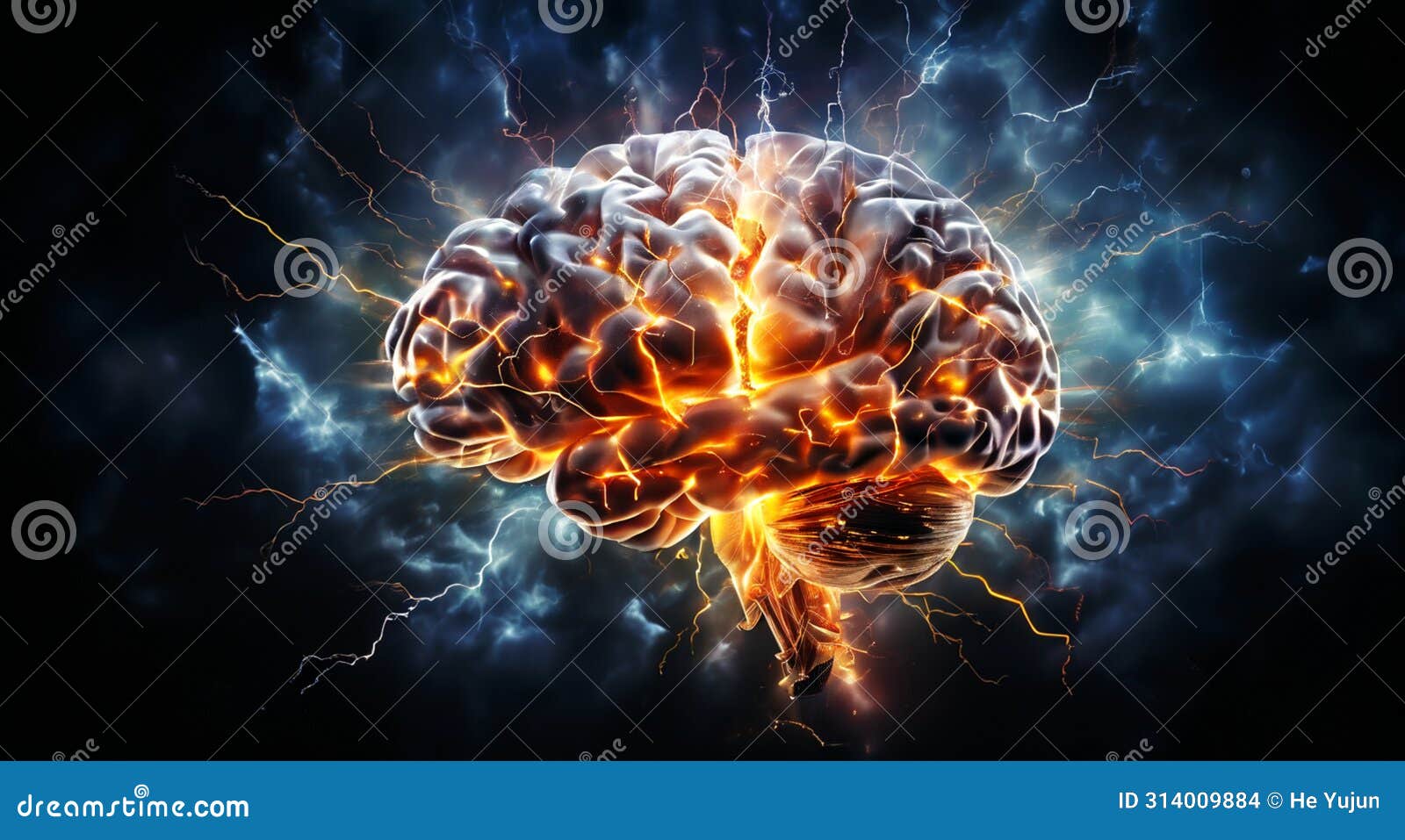 Creative Spark: Lightning from the Mind Stock Illustration ...