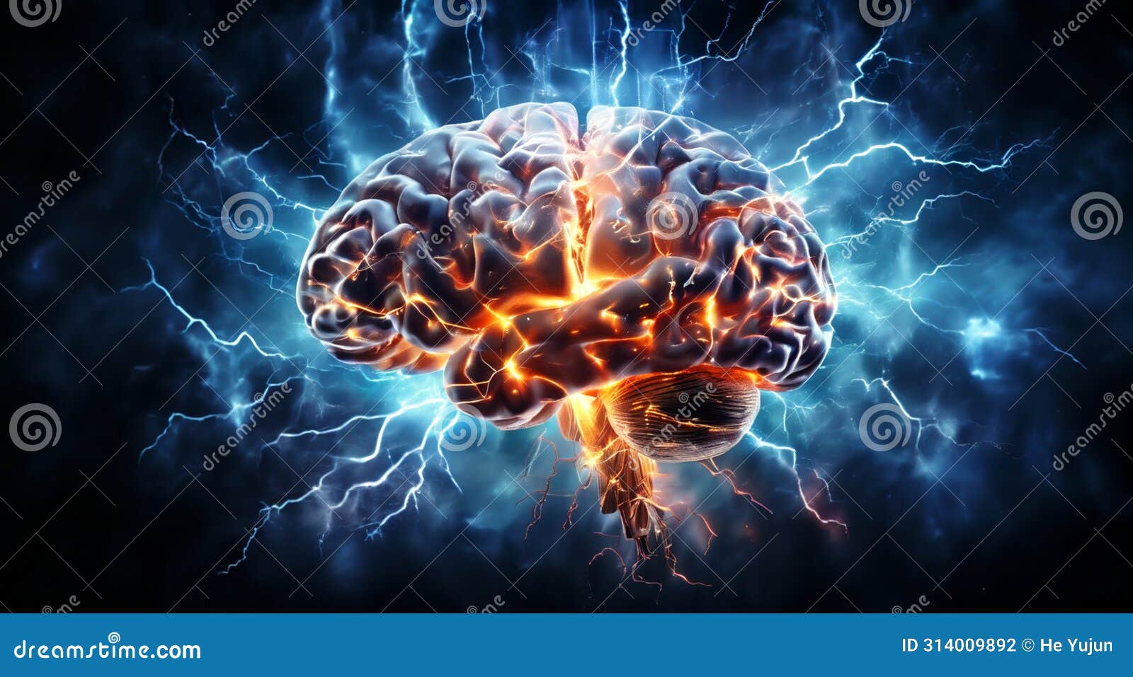 Creative Spark: Lightning from the Mind Stock Illustration ...