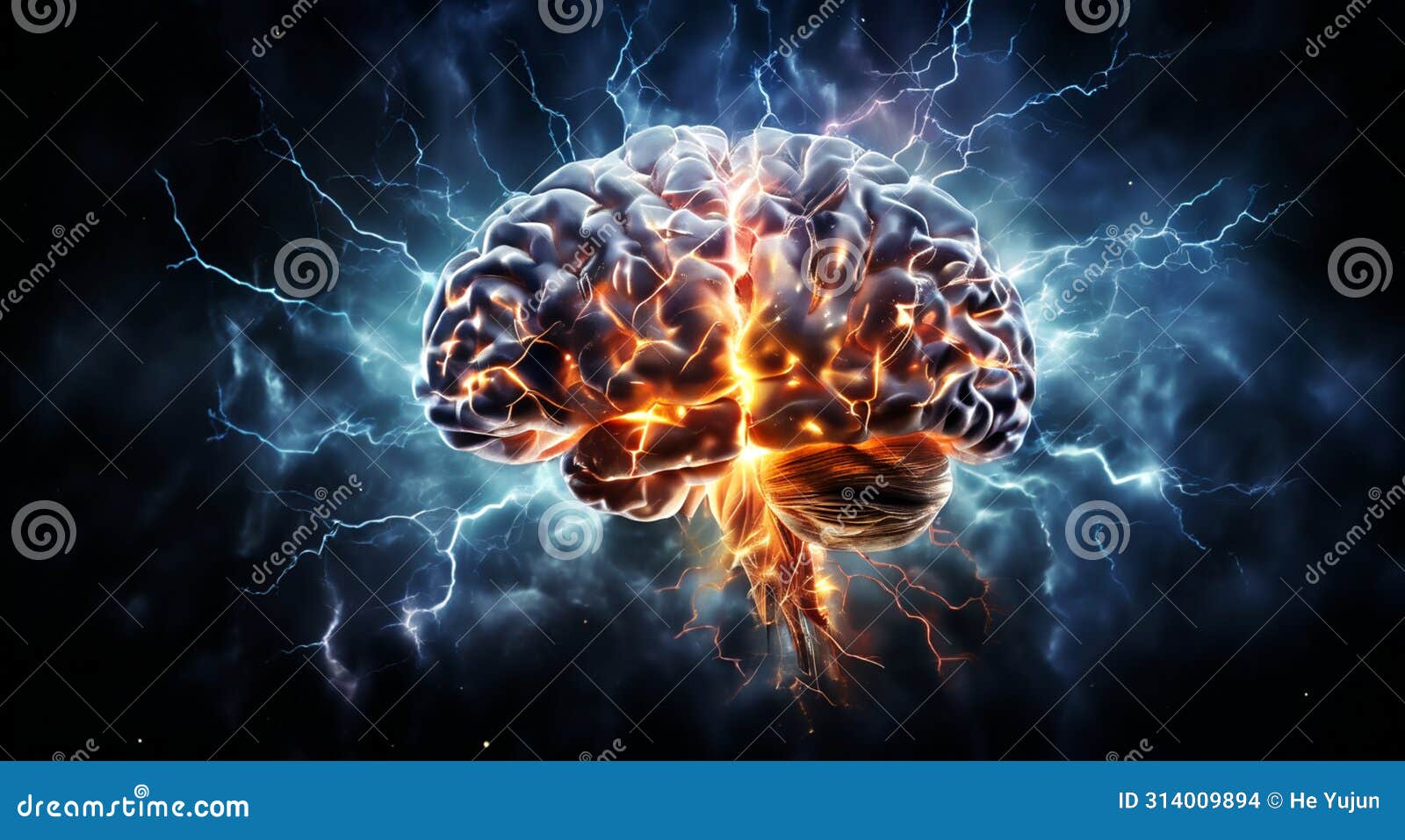 Creative Spark: Lightning from the Mind Stock Illustration ...