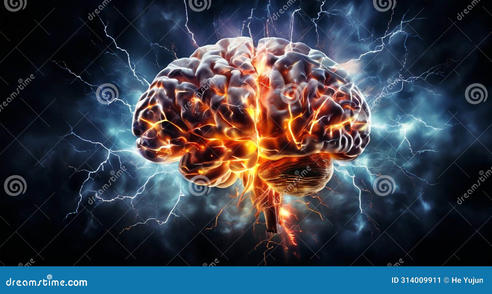 Creative Spark: Lightning from the Mind Stock Illustration ...