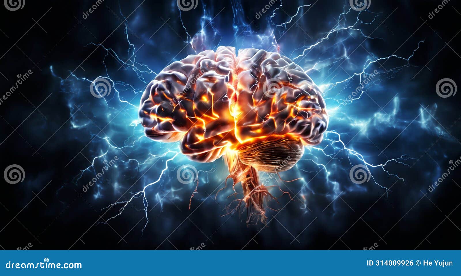 Creative Spark: Lightning from the Mind Stock Illustration ...