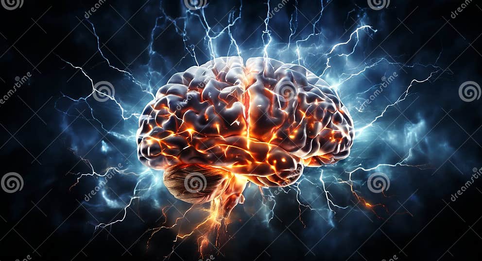 Creative Spark: Lightning from the Mind Stock Illustration ...