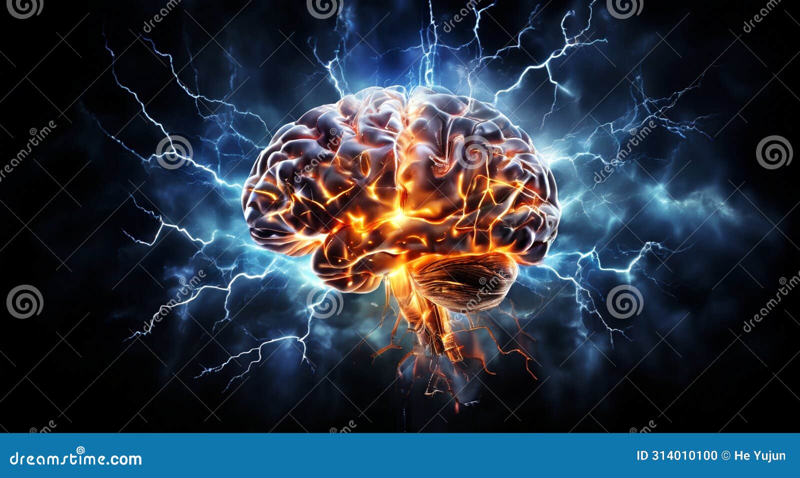 Creative Spark: Lightning from the Mind Stock Illustration ...
