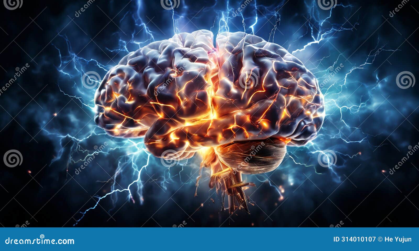 Creative Spark: Lightning from the Mind Stock Illustration ...