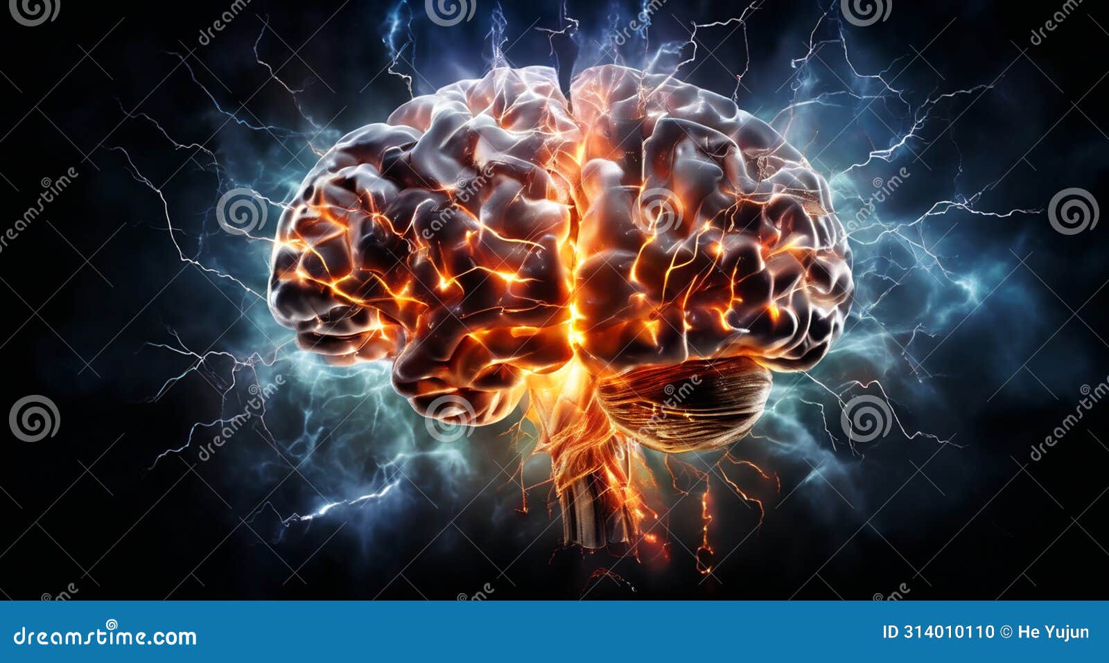 Creative Spark: Lightning from the Mind Stock Illustration ...