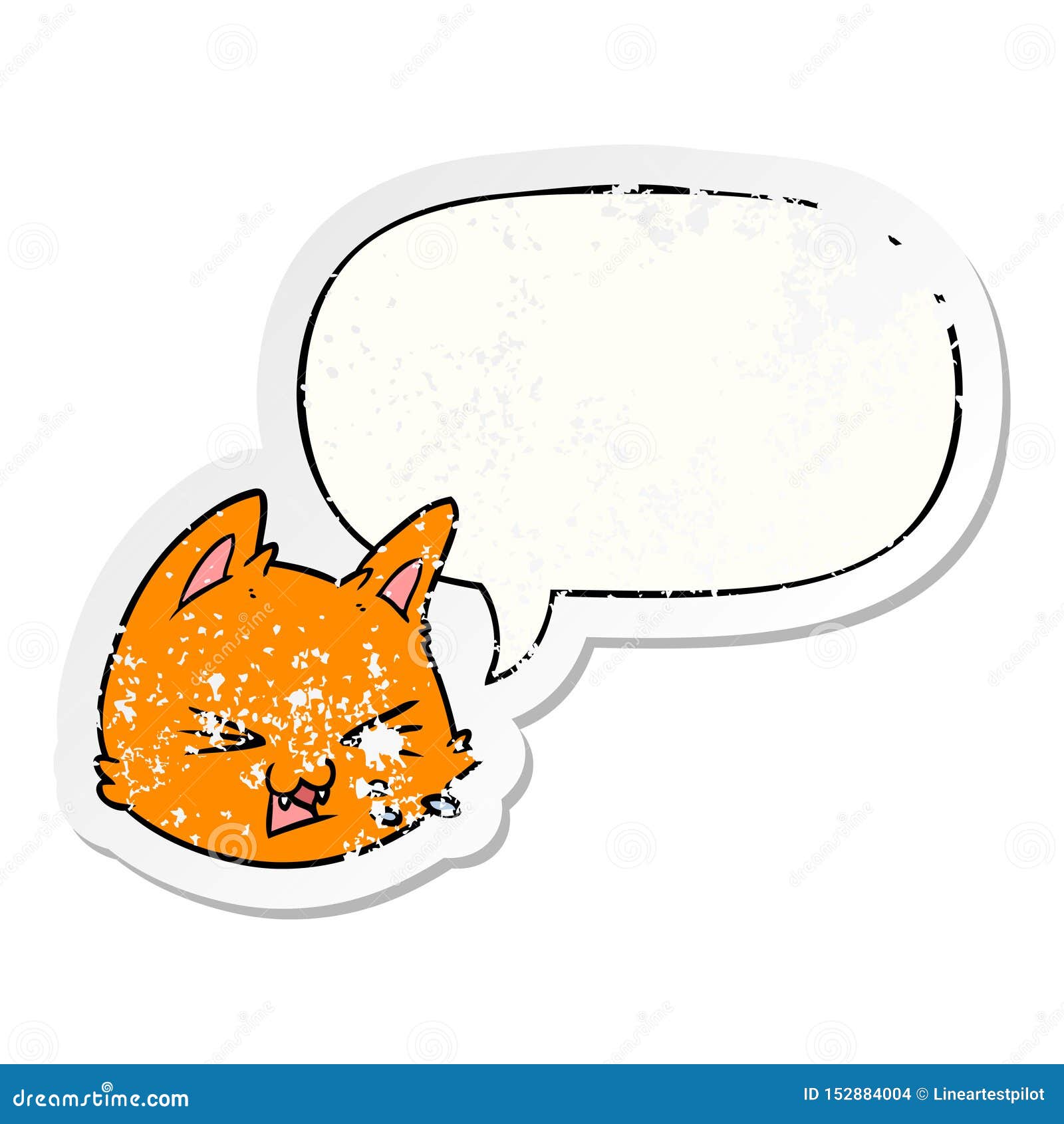 A Creative Spitting Cartoon Cat Face and Speech Bubble Distressed ...