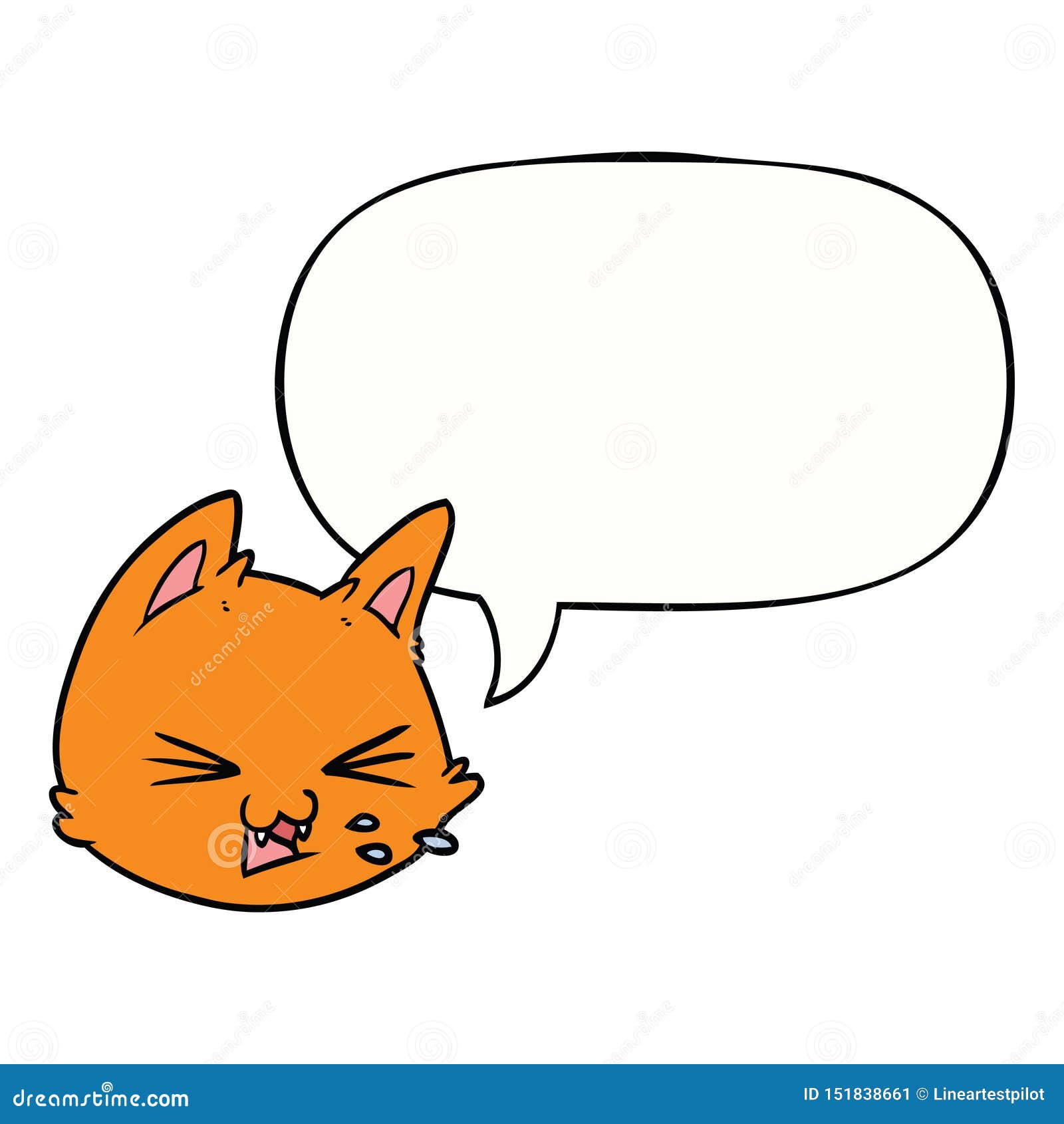 A Creative Spitting Cartoon Cat Face and Speech Bubble Stock Vector ...