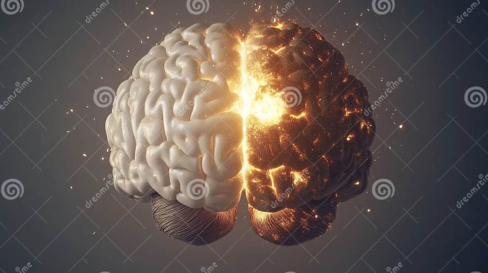 Creative Split Brain Concept with Light and Dark Artistic Elements ...