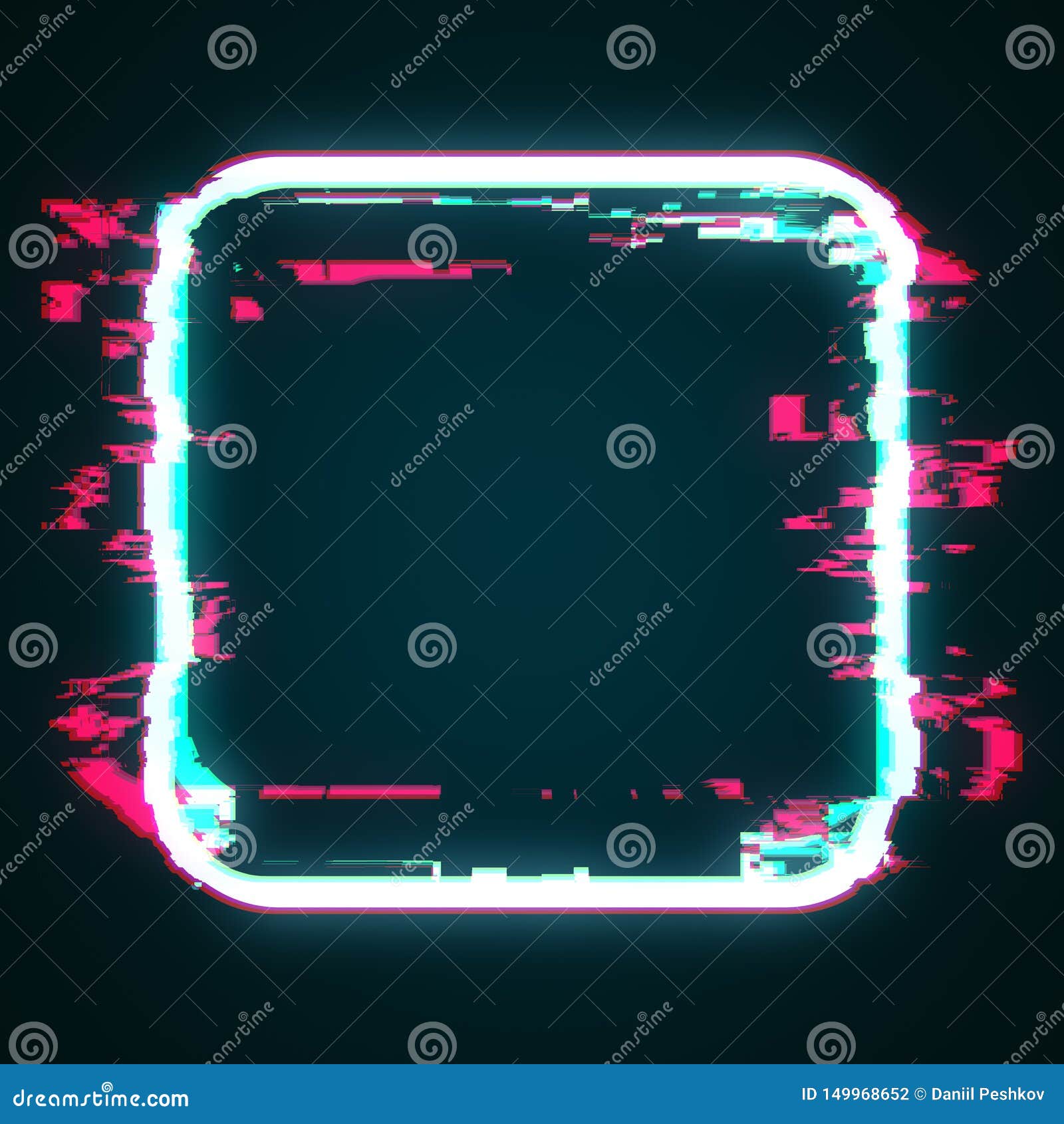Square Glitch Effect In Space Laser Grid With Blue And Pink Glows And ...