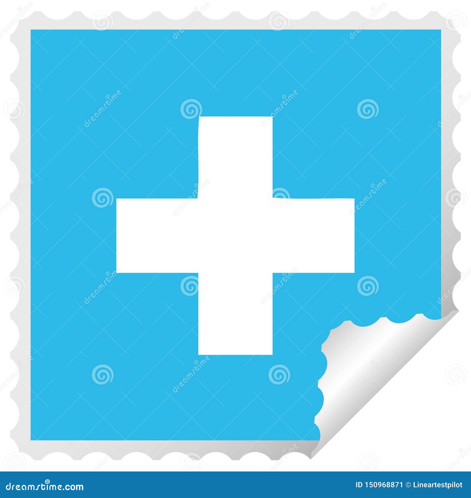 A Creative Square Peeling Sticker Cartoon Addition Symbol Stock Vector ...
