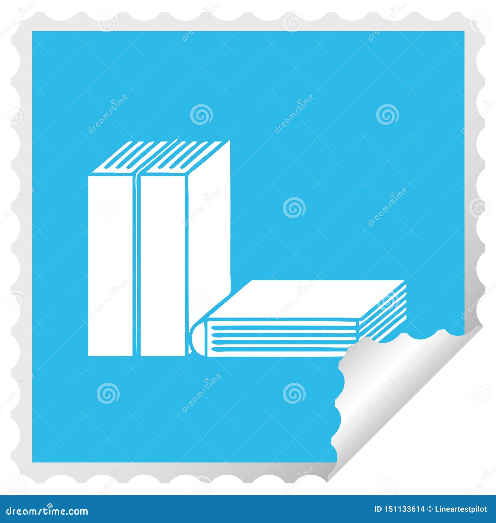A Creative Square Peeling Sticker Cartoon of Books Stock Vector ...