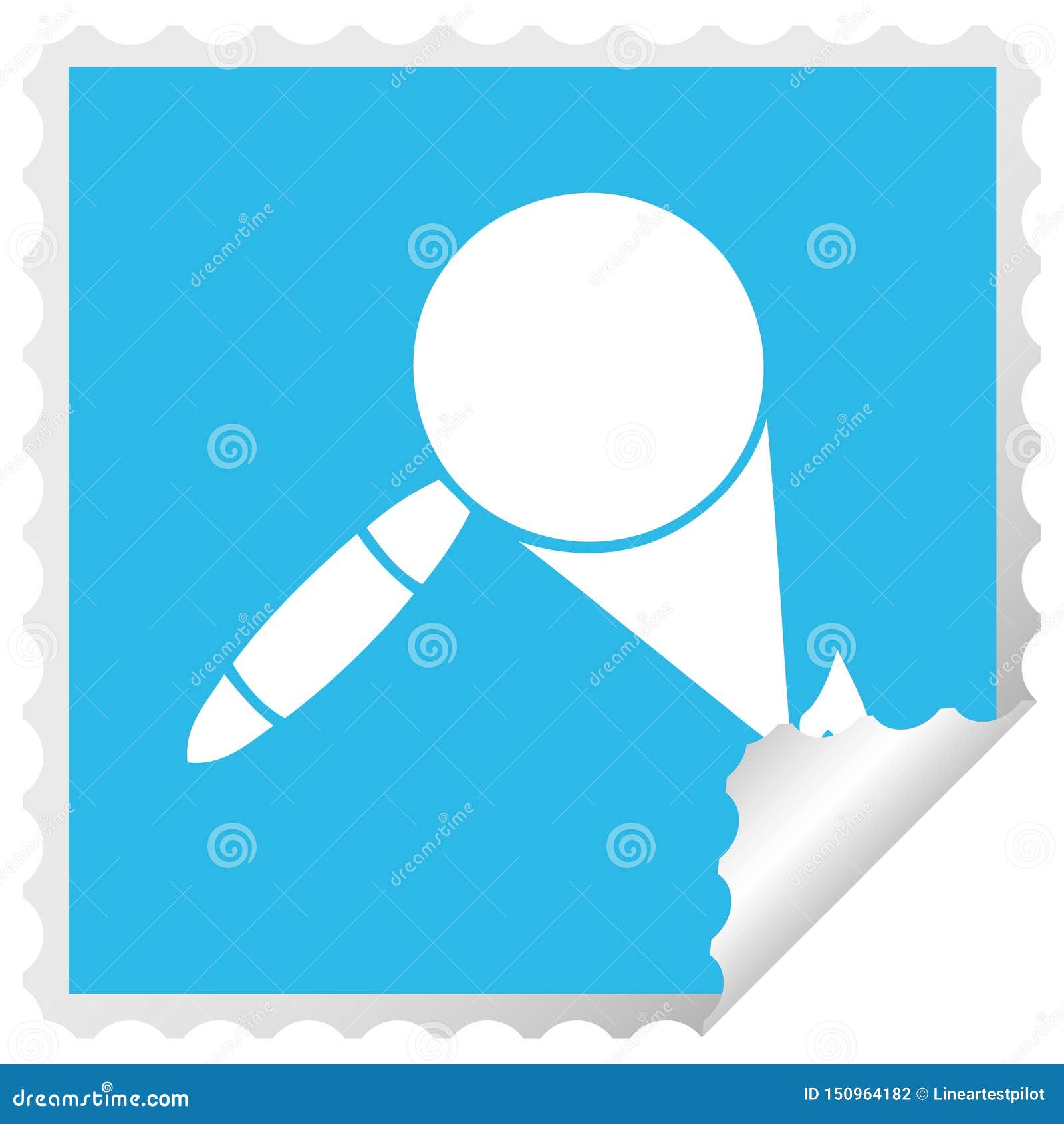 A Creative Square Peeling Sticker Cartoon Magnifying Glass Stock Vector ...