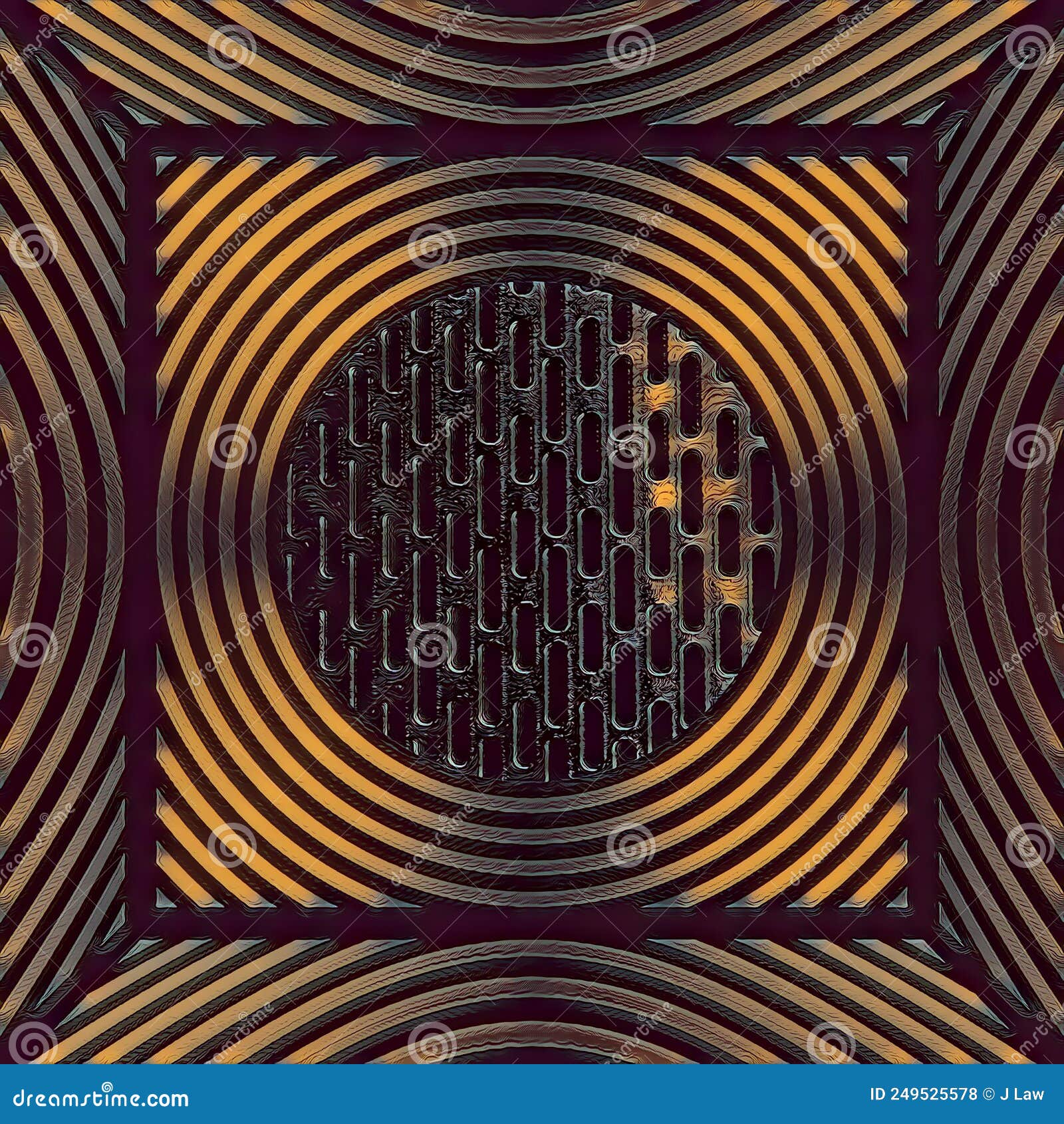 Creative Squaring the Circle Pattern and Design in Orange Gold Stock ...