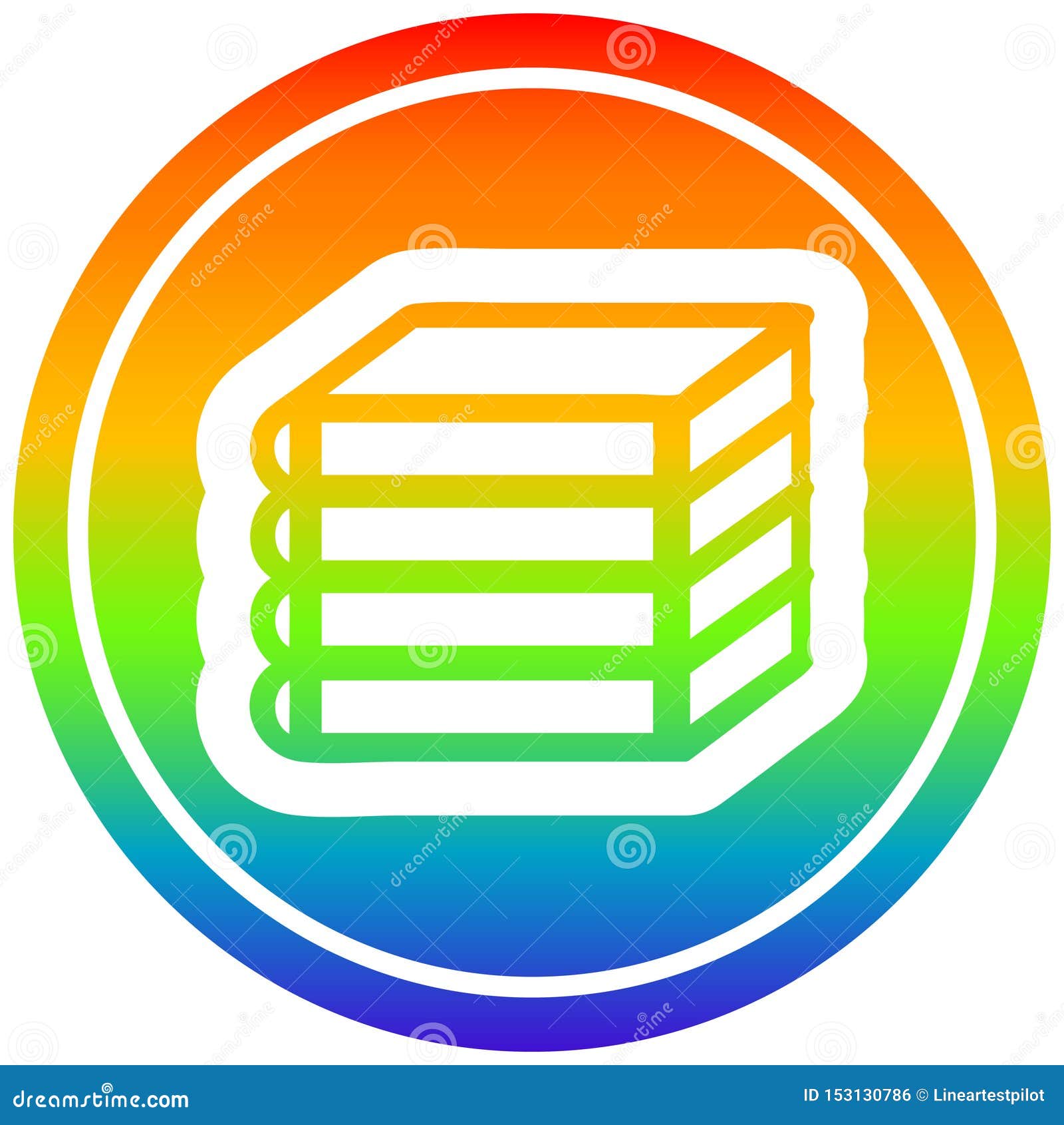 A Creative Stack of Books Circular in Rainbow Spectrum Stock Vector ...