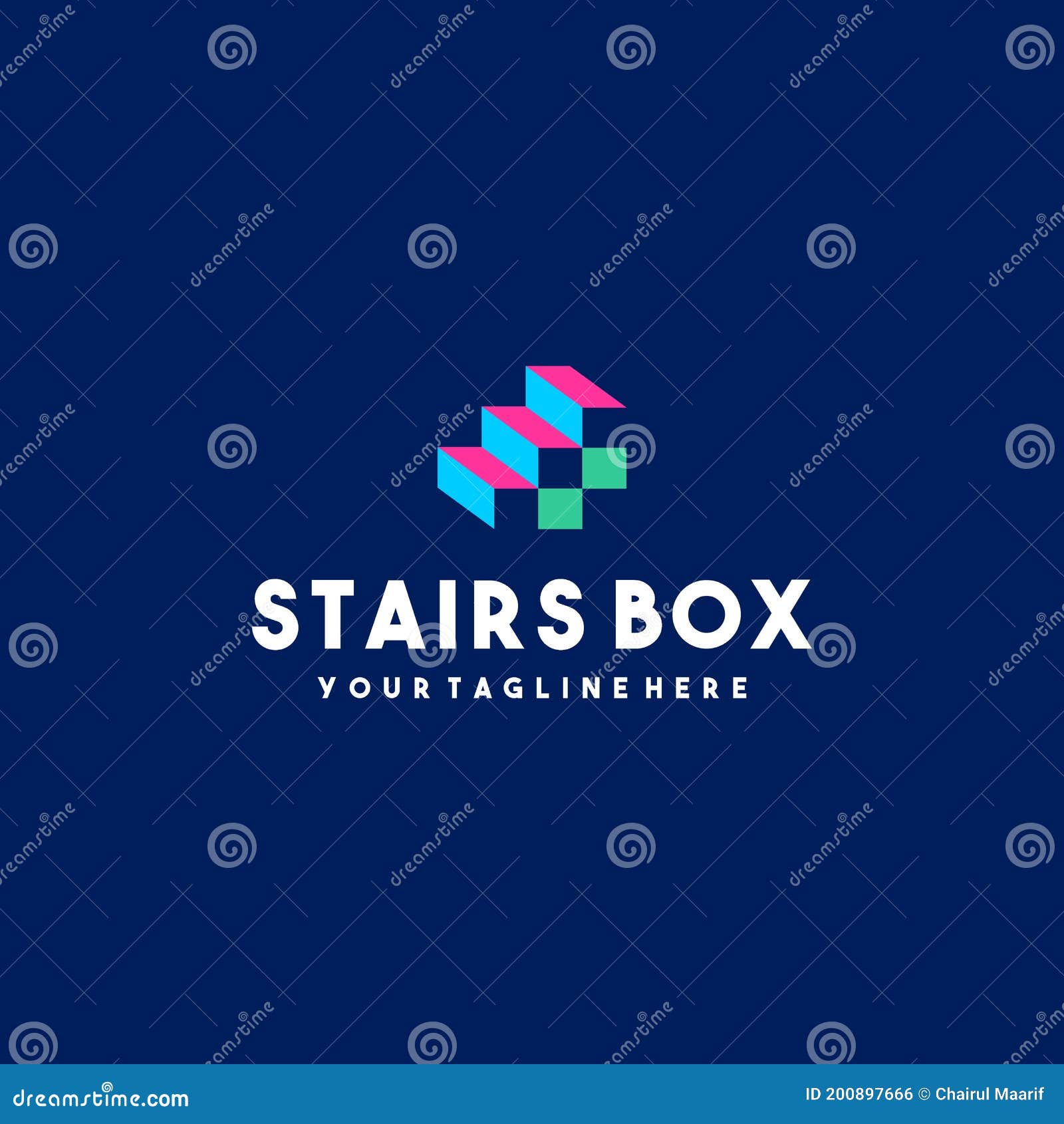 Creative Stairs Box Logo Design Stock Illustration - Illustration of ...