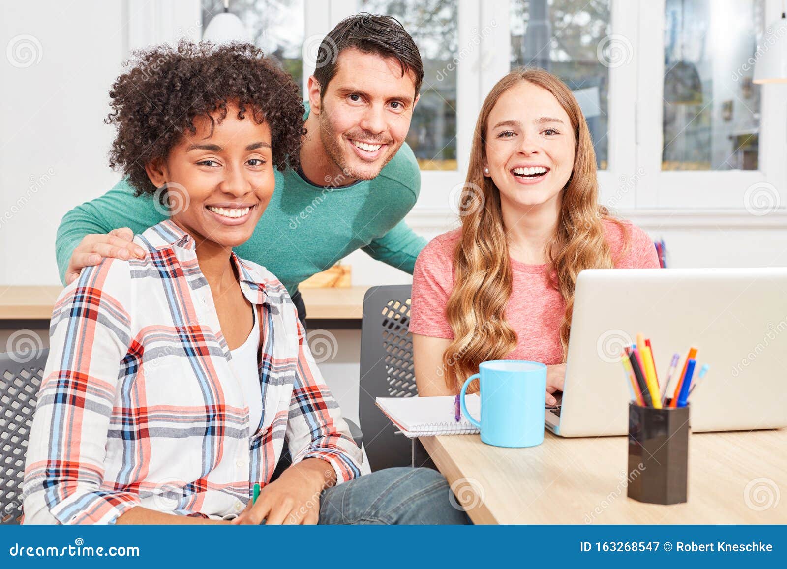 Creative Startup Team with Laptop is Having Fun Stock Image - Image of ...