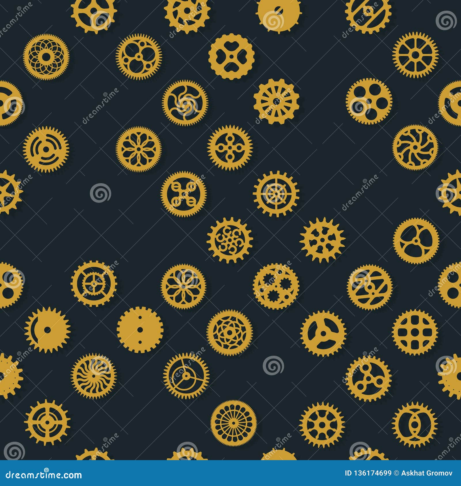 Creative Steampunk Background Design. Vector Clockwork Gears Seamless ...
