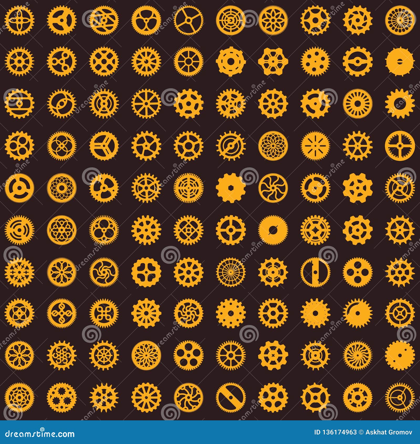Creative Steampunk Seamless Texture Design. Clockwork Gears Vector ...