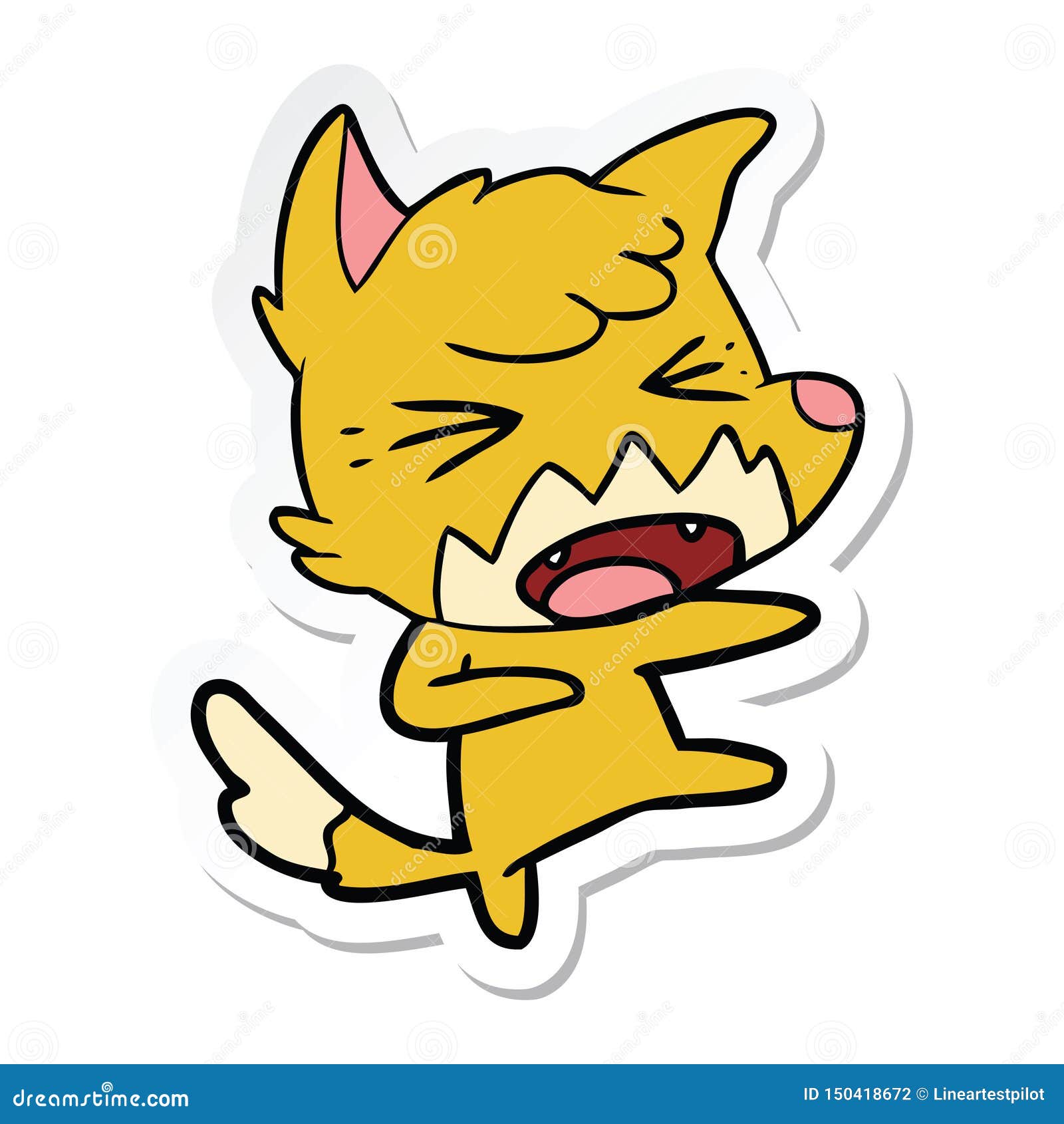 Sticker of a Angry Cartoon Fox Attacking Stock Vector - Illustration of ...