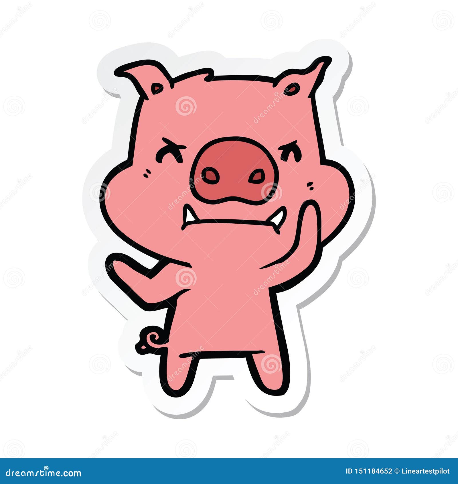 A Creative Sticker of a Angry Cartoon Pig Stock Vector - Illustration ...