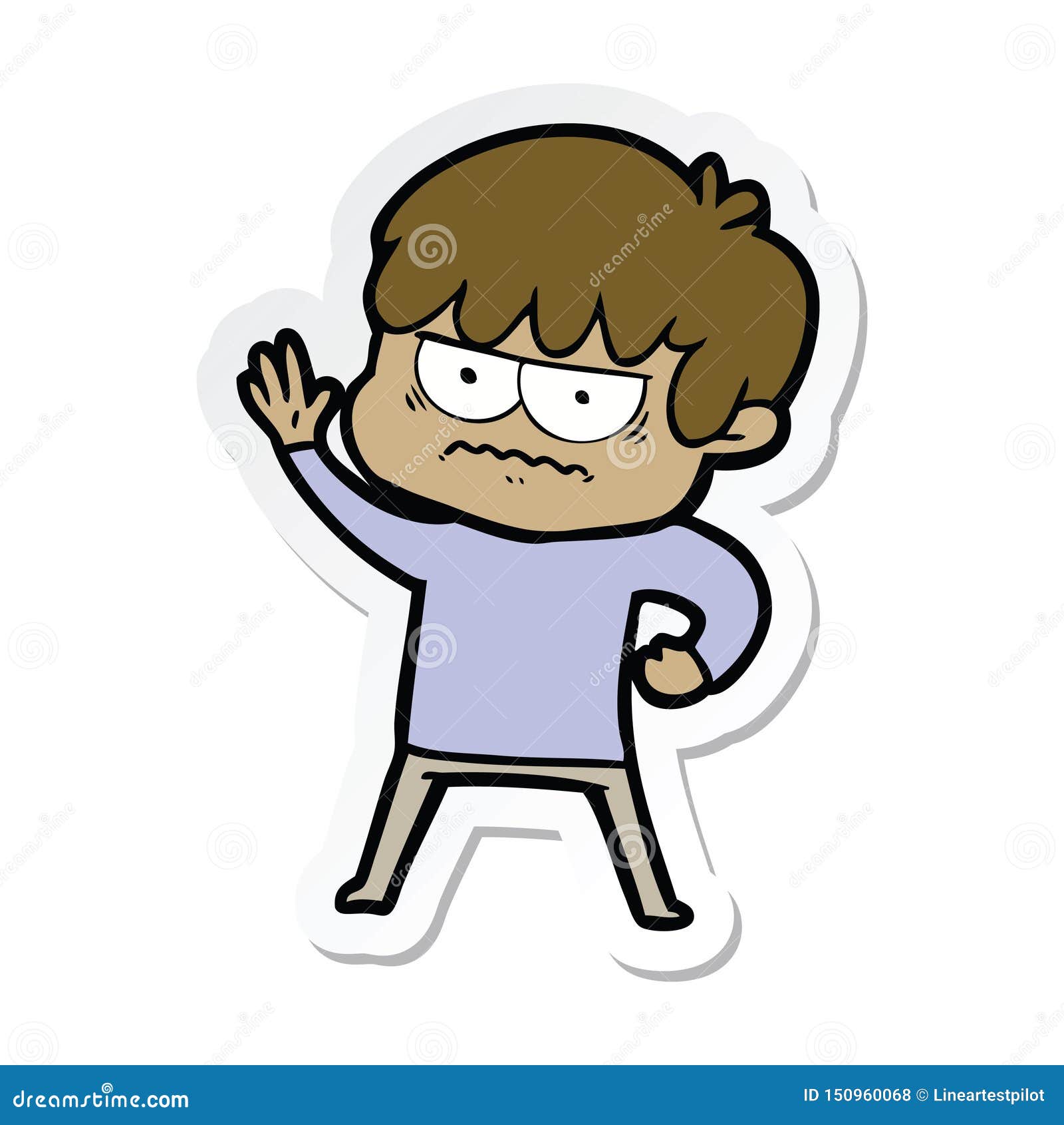 A Creative Sticker of a Annoyed Cartoon Boy Stock Vector - Illustration ...
