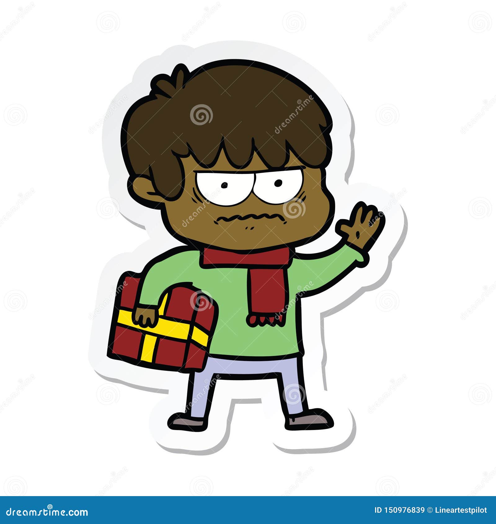 A Creative Sticker of a Annoyed Cartoon Boy Stock Vector - Illustration ...