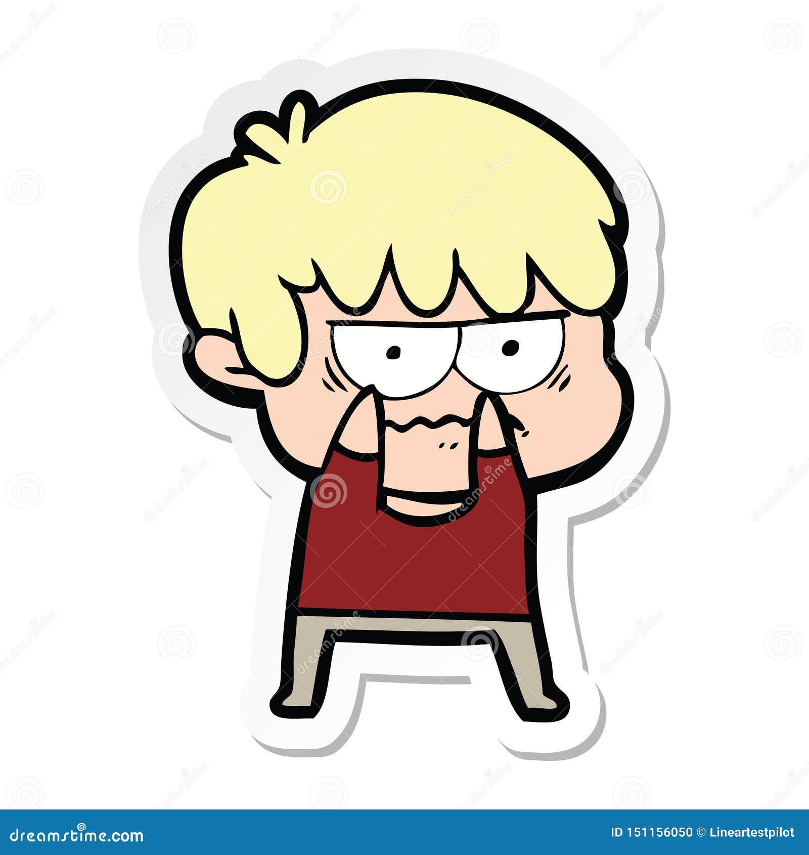 A Creative Sticker of a Annoyed Cartoon Boy Stock Vector - Illustration ...