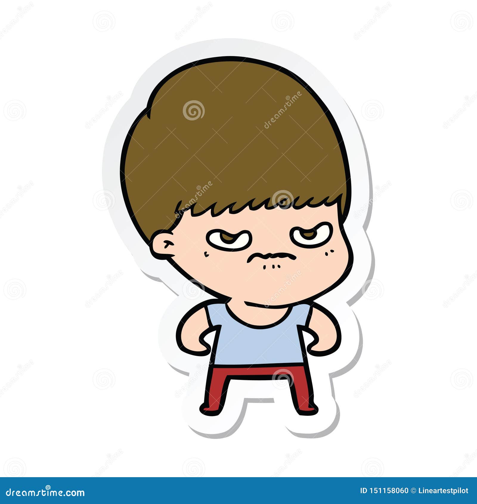 A Creative Sticker of a Annoyed Cartoon Boy Stock Vector - Illustration ...