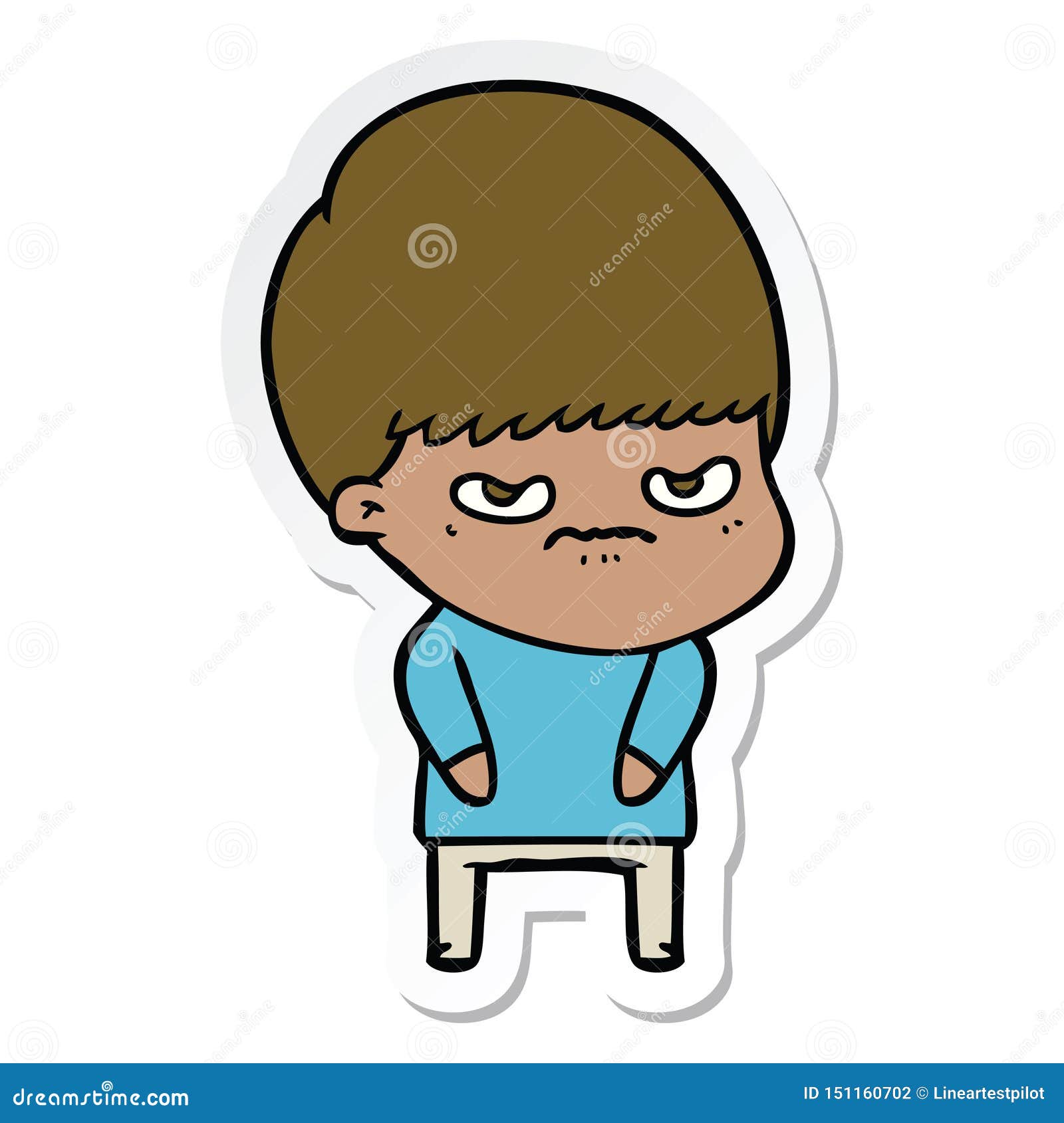 A Creative Sticker of a Annoyed Cartoon Boy Stock Vector - Illustration ...